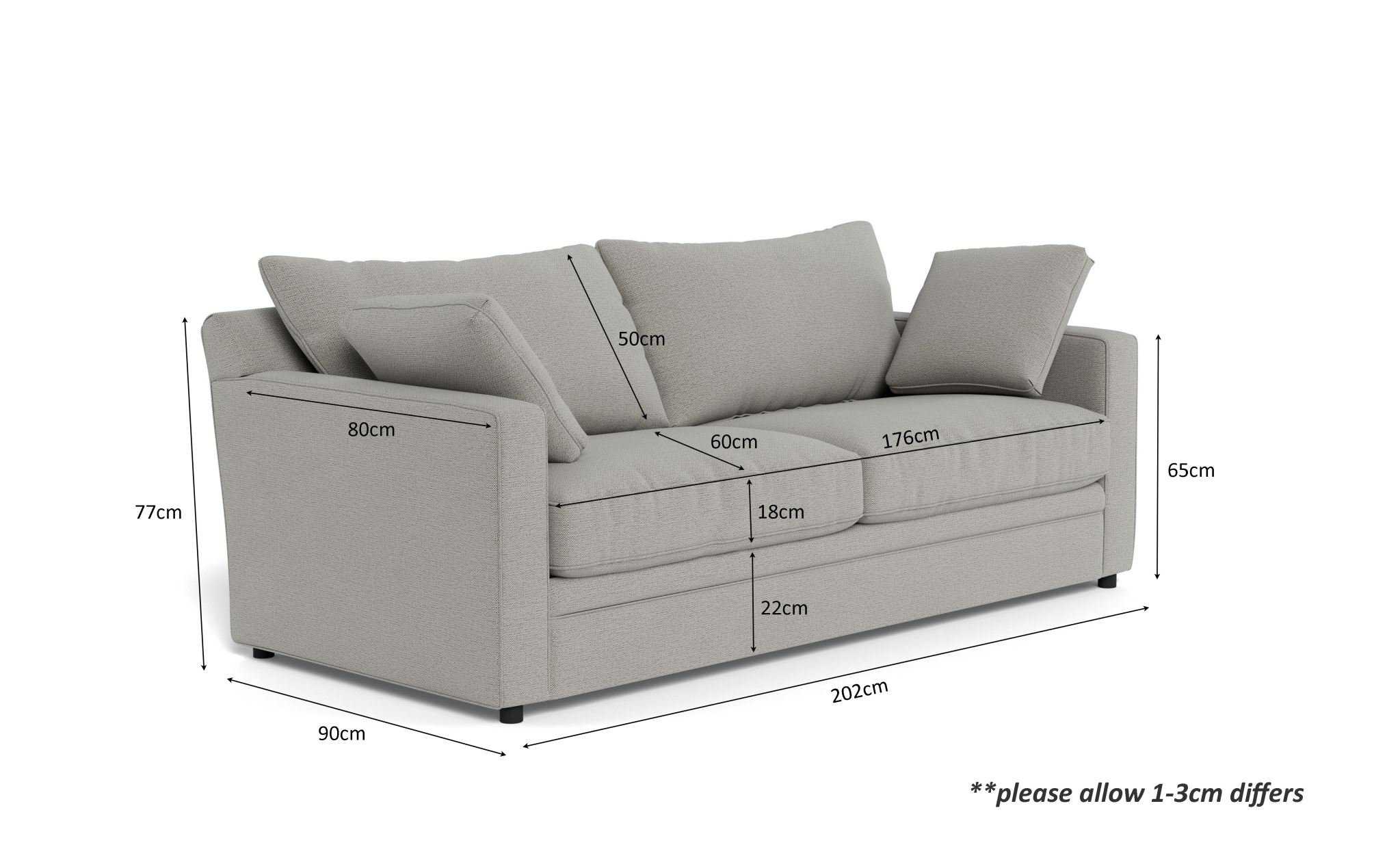 Chloe Fabric Sofa 3 Seater Charcoal – Victor's Choice Furniture
