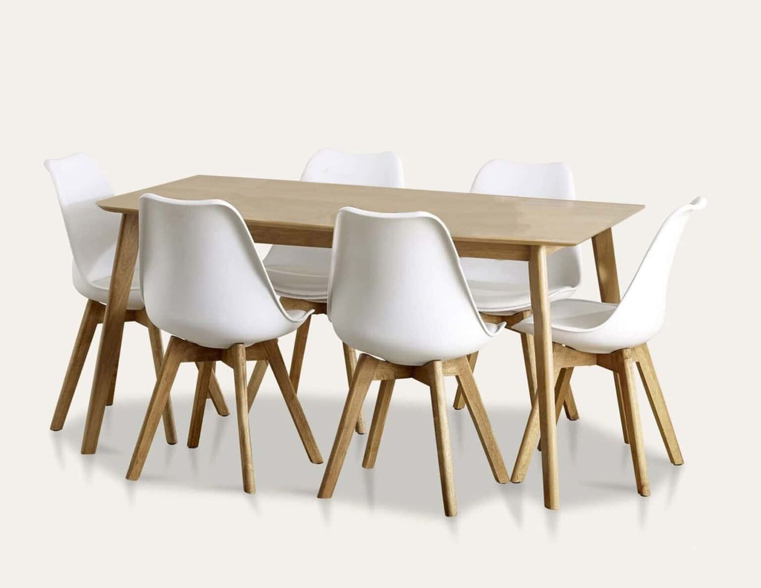 Reese Solid Wood Dining Table With 6 Chairs