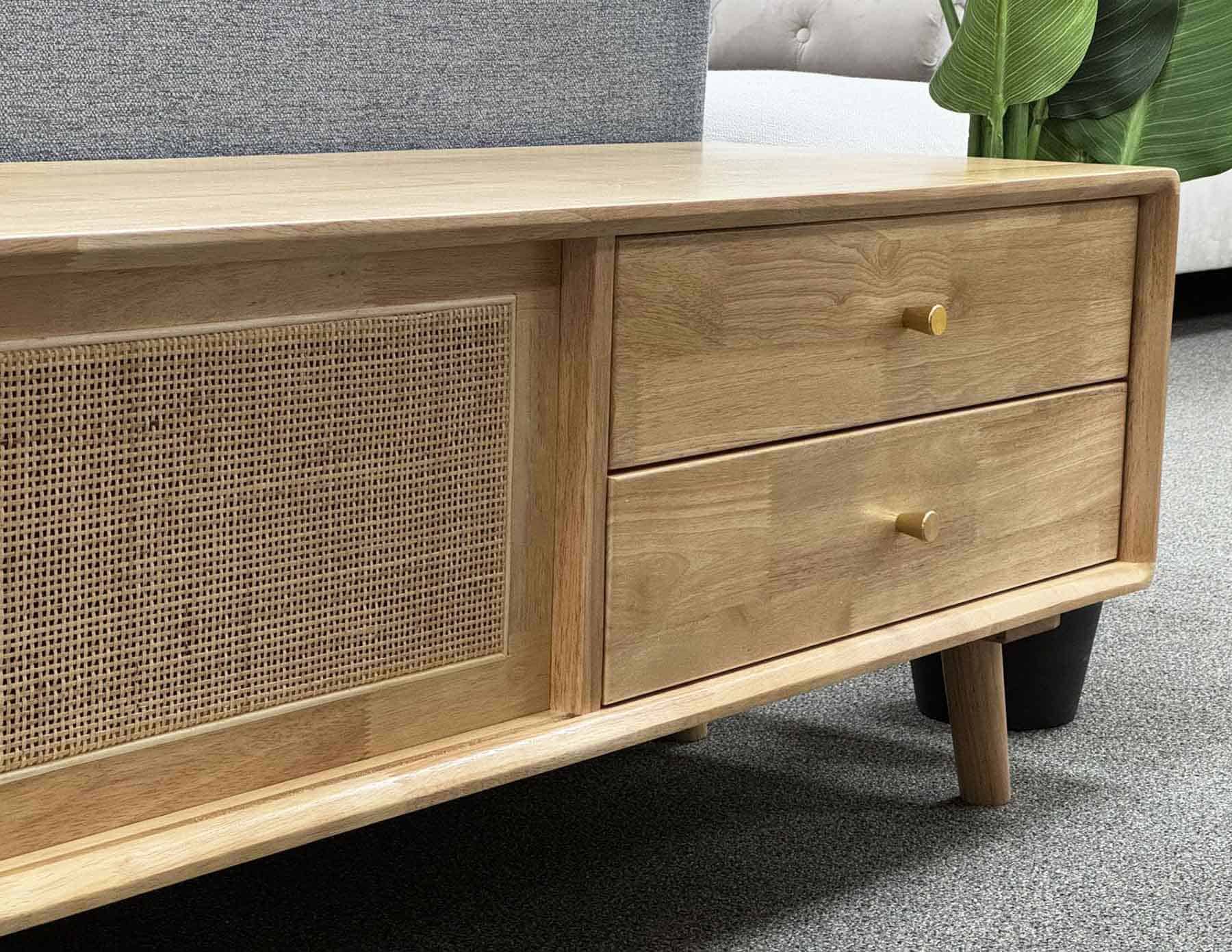 Copenhagen Rattan Solid Rubber Wood TV Unit 1800mm