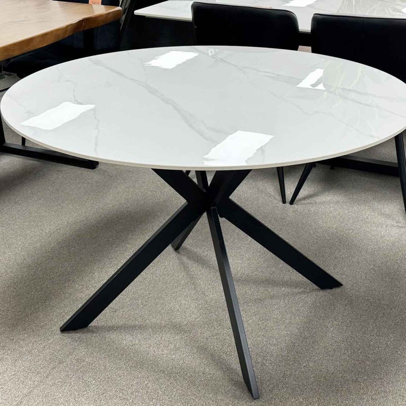 Cira Round Marble Ceramic Top Dining Table 1200mm