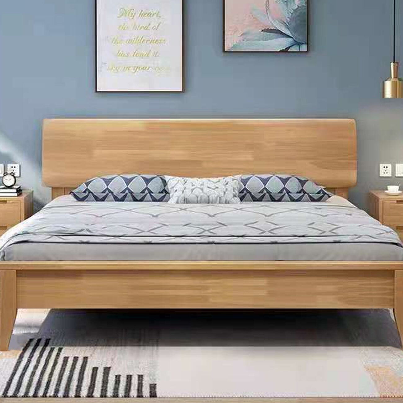 Albany Solid Wood Double Bed With Pocket Spring Mattress