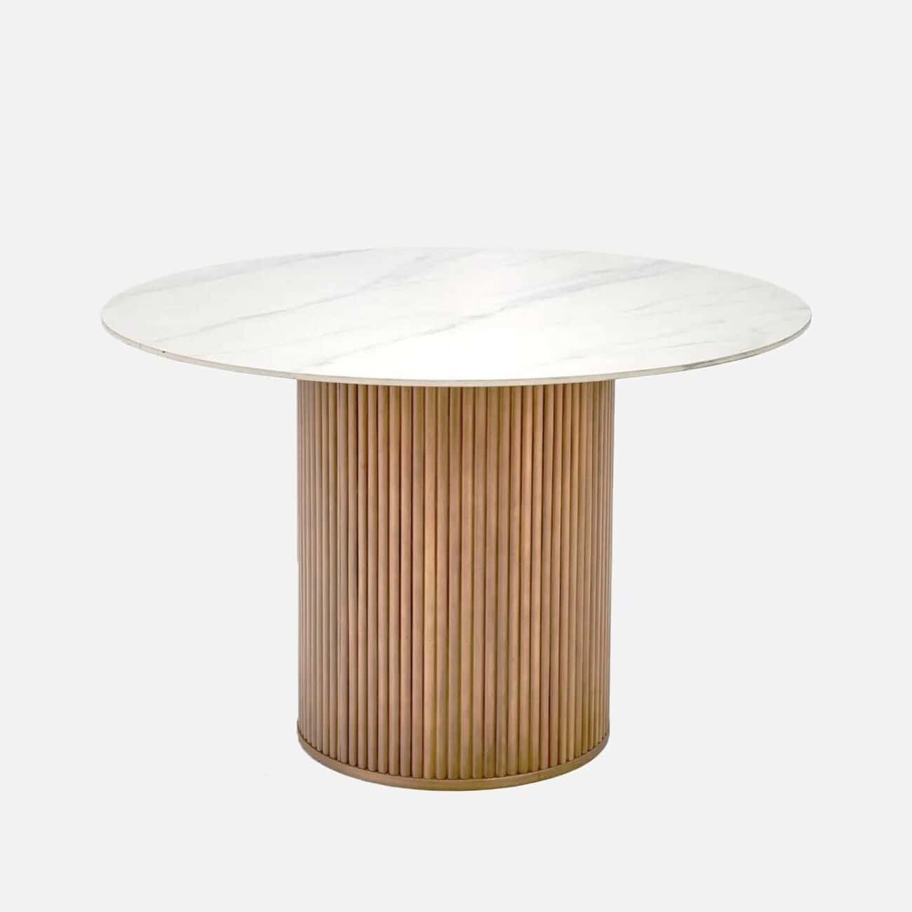 Tobern Round Dining Table Marble Ceramic Wooden Base