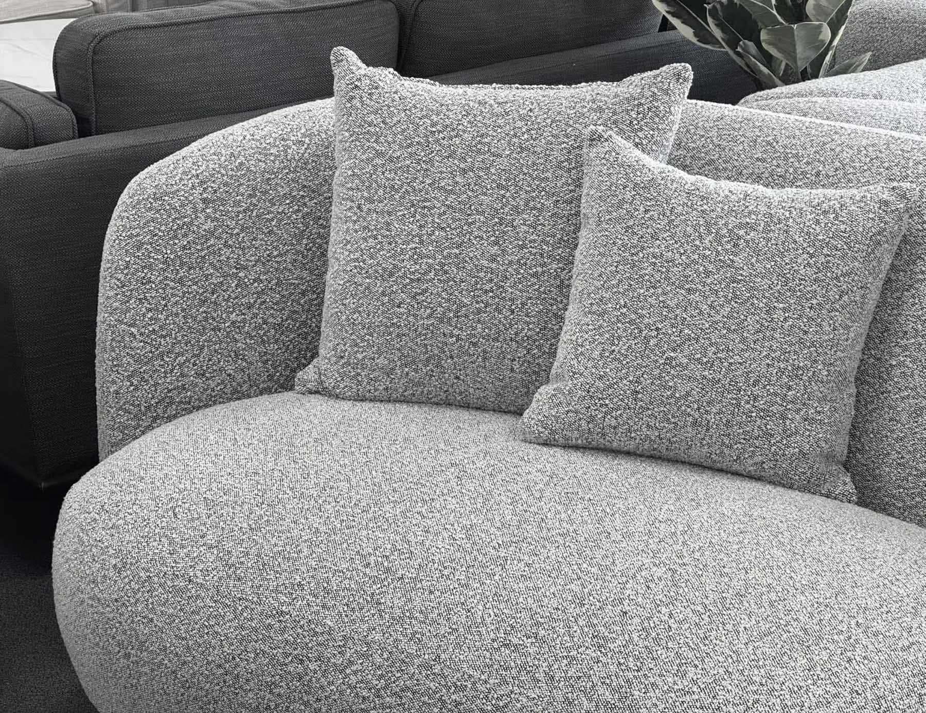 Harmony Curved Boucle Fabric Sofa 4 Seater Grey | Modern Designer Couch