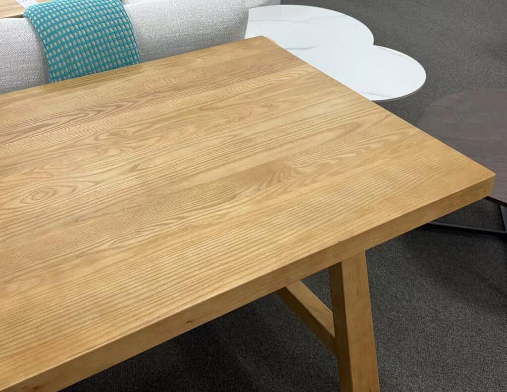 Alaska Ash Wood Dining Table – Solid Rubberwood Base, Modern Minimalist ...
