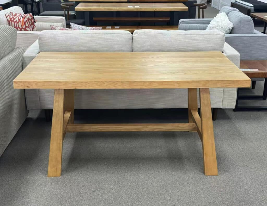 Alaska Ash Wood Dining Table – Solid Rubberwood Base, Modern Minimalist ...