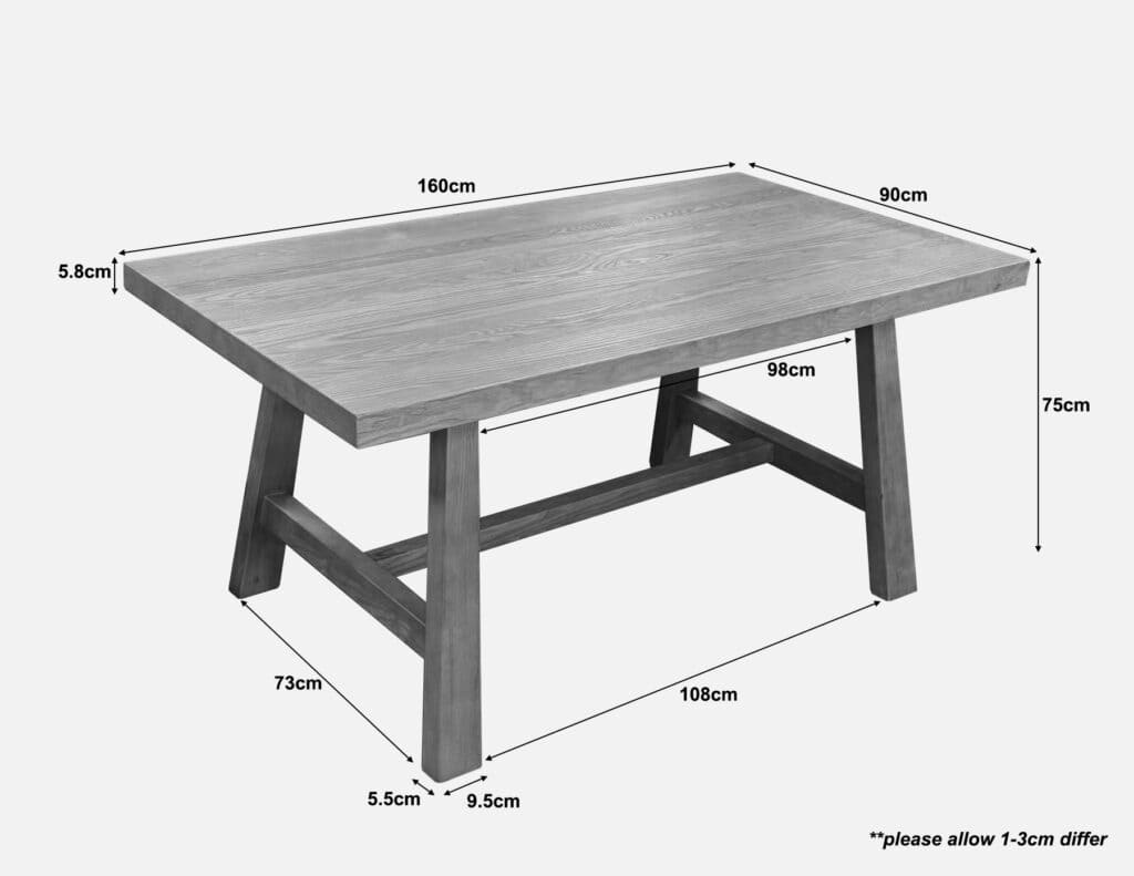 Alaska Ash Wood Dining Table – Solid Rubberwood Base, Modern Minimalist ...