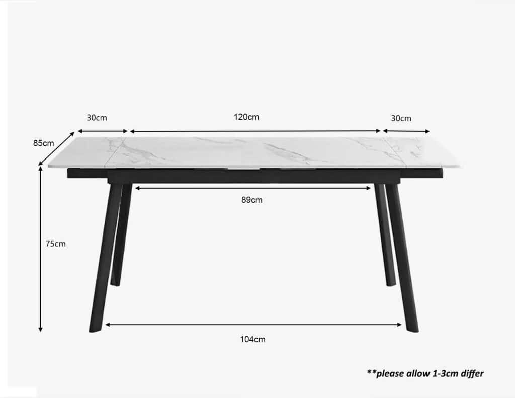 Massa Extension Marble Ceramic Dining Table 1200-1800mm