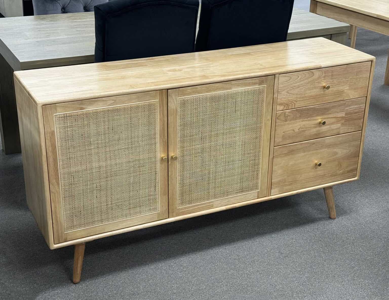 Copenhagen Rattan Rubber Wood Buffet Sideboard