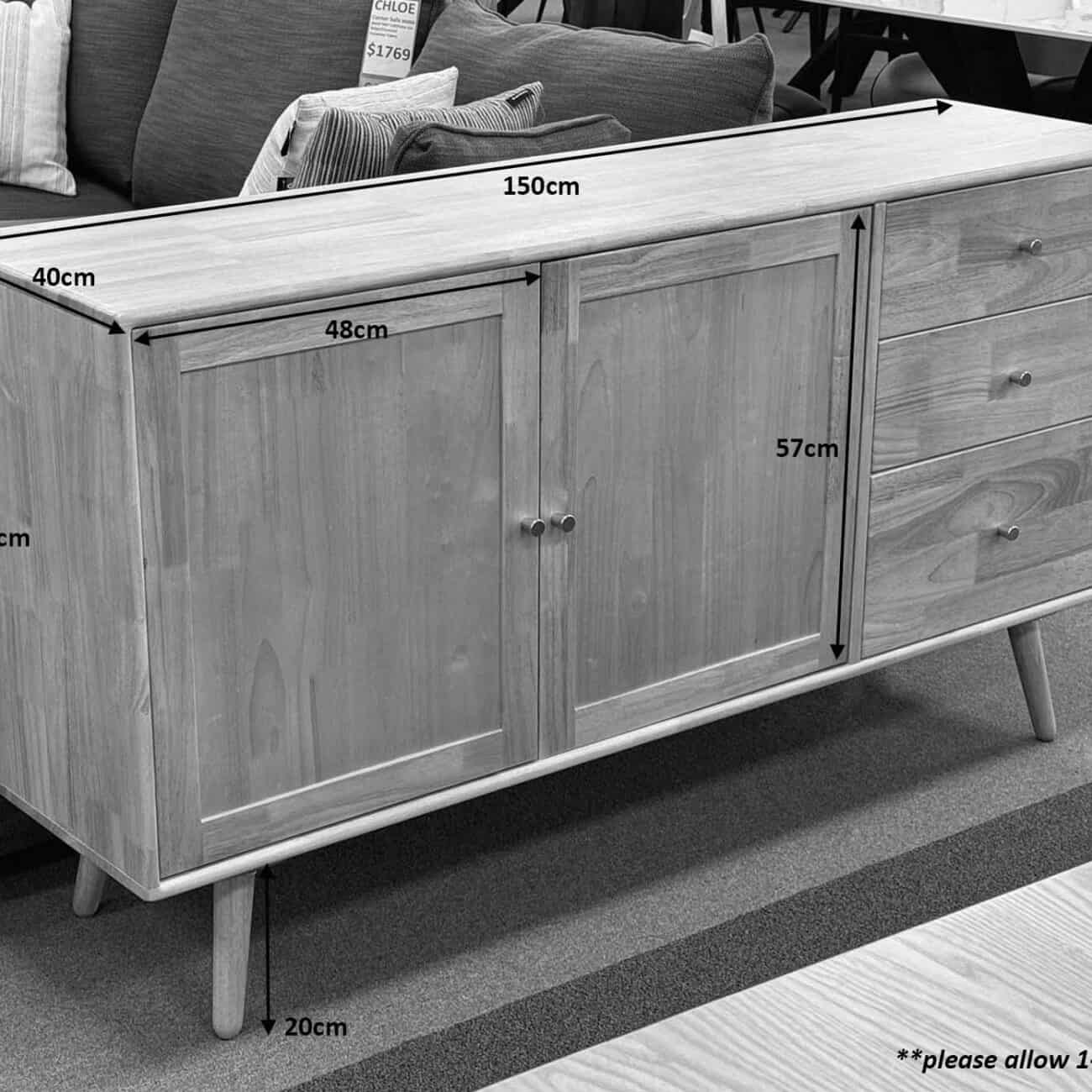 Oslo Rubber Wood Buffet Sideboard