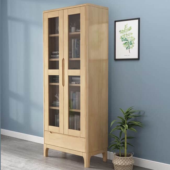 Newton Tall Display Unit Glass Door Solid Wood