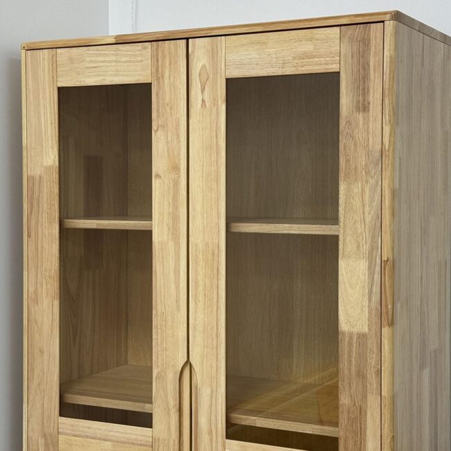 Newton Tall Display Unit Glass Door Solid Wood