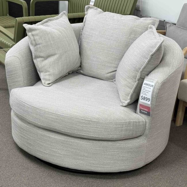 Swivel Round Sofa Loveseat Grey Velvet