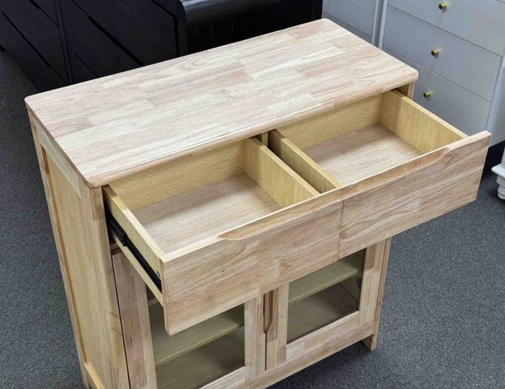 Newton Low Display Unit Glass Door Solid Wood