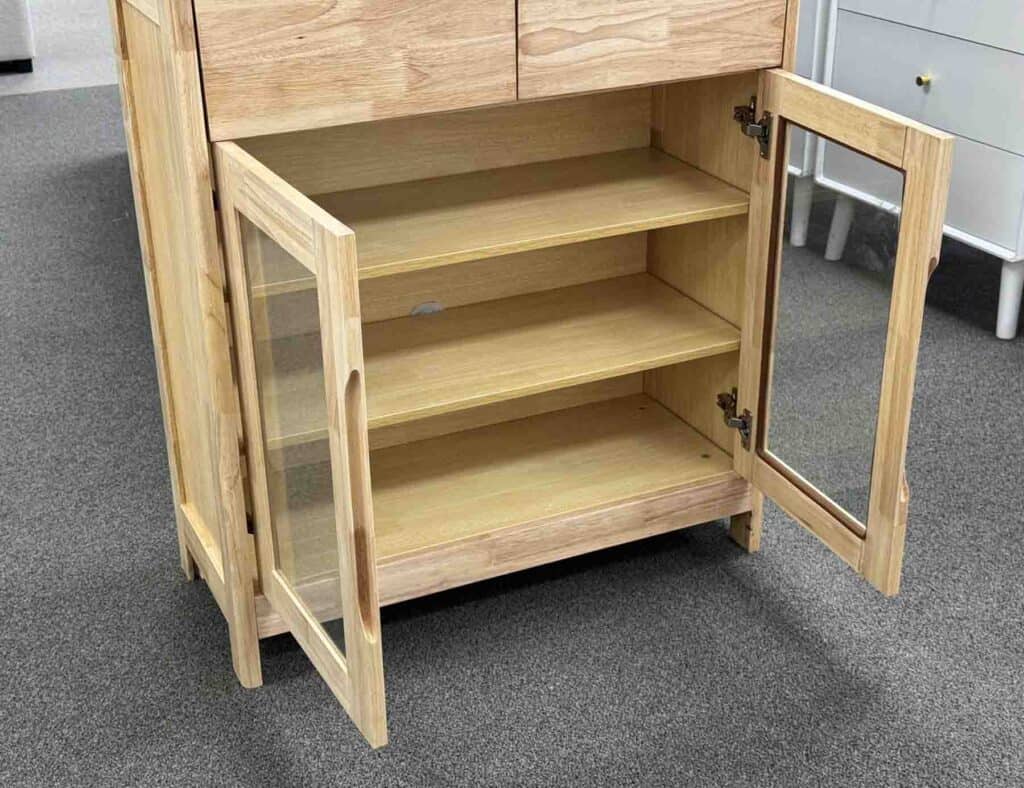 Newton Low Display Unit Glass Door Solid Wood