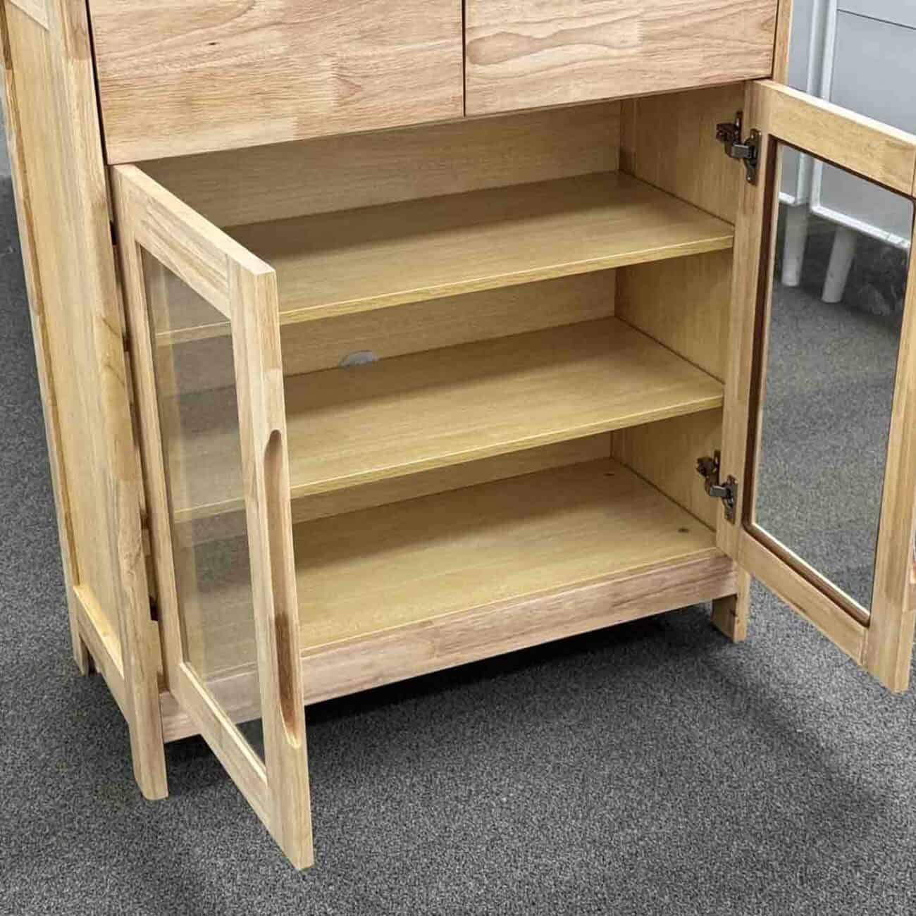 Newton Low Display Unit Glass Door Solid Wood