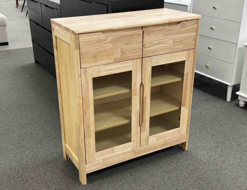 Newton Low Display Unit Glass Door Solid Wood