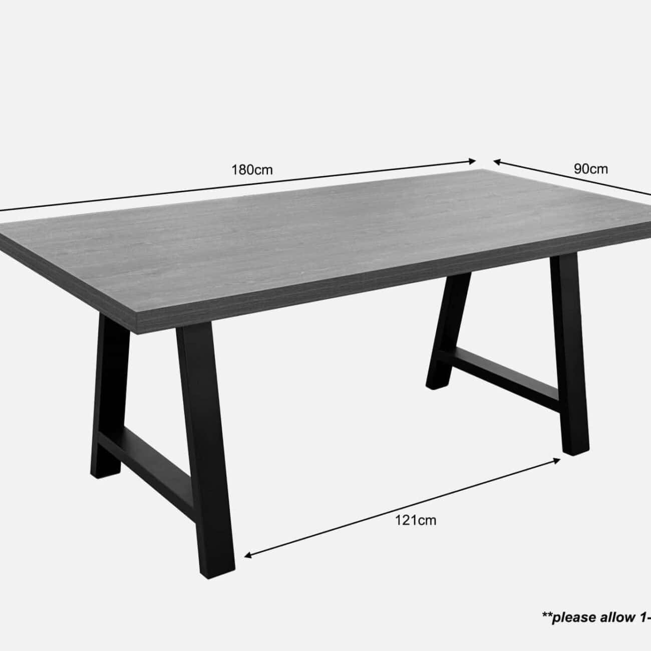 Russell Oak Wood Look Dining Table – Modern Industrial Table with Metal ...