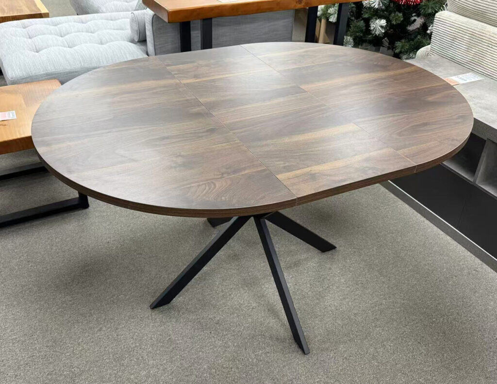 Dora Extension Round Dining Table Walnut Color 1350mm
