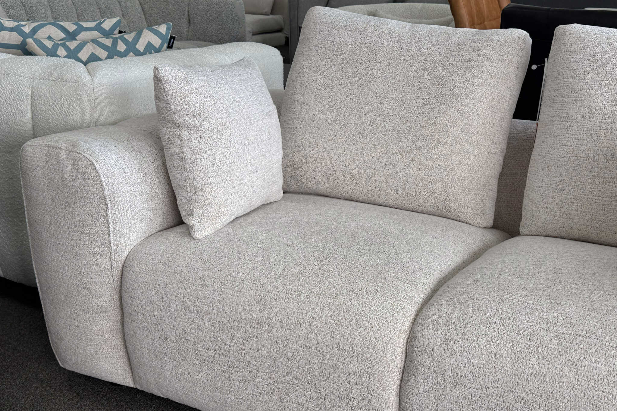 Loaf Chenille Fabric Corner Sofa Cream